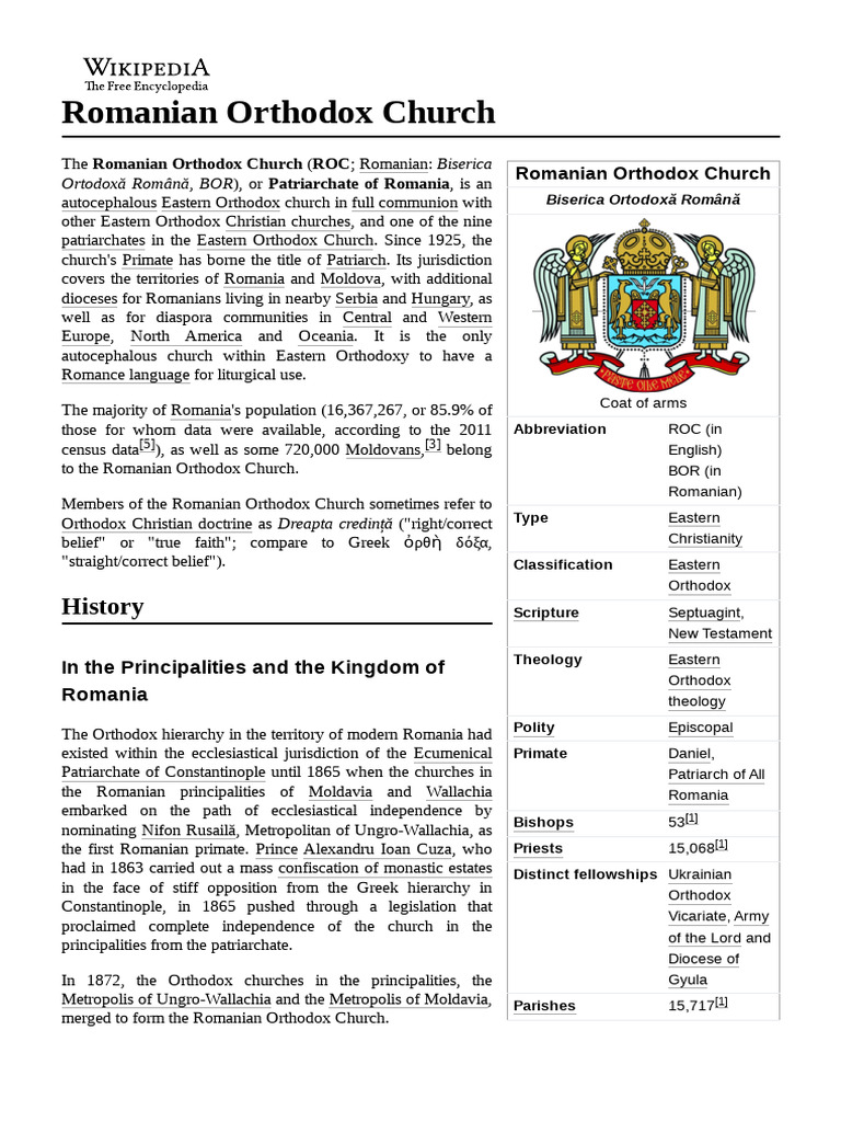 Romanian Orthodox Church | PDF | Christian Denominational Families ...