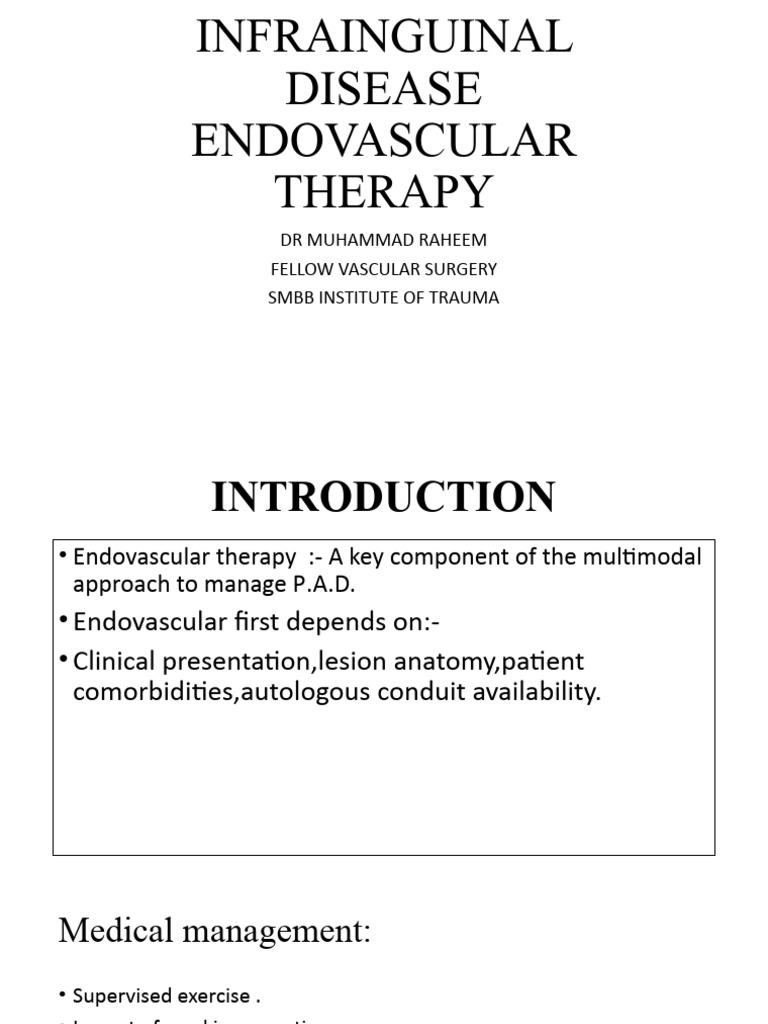 Infrainguinal Disease - Endovascular Therapy | PDF | Interventional ...