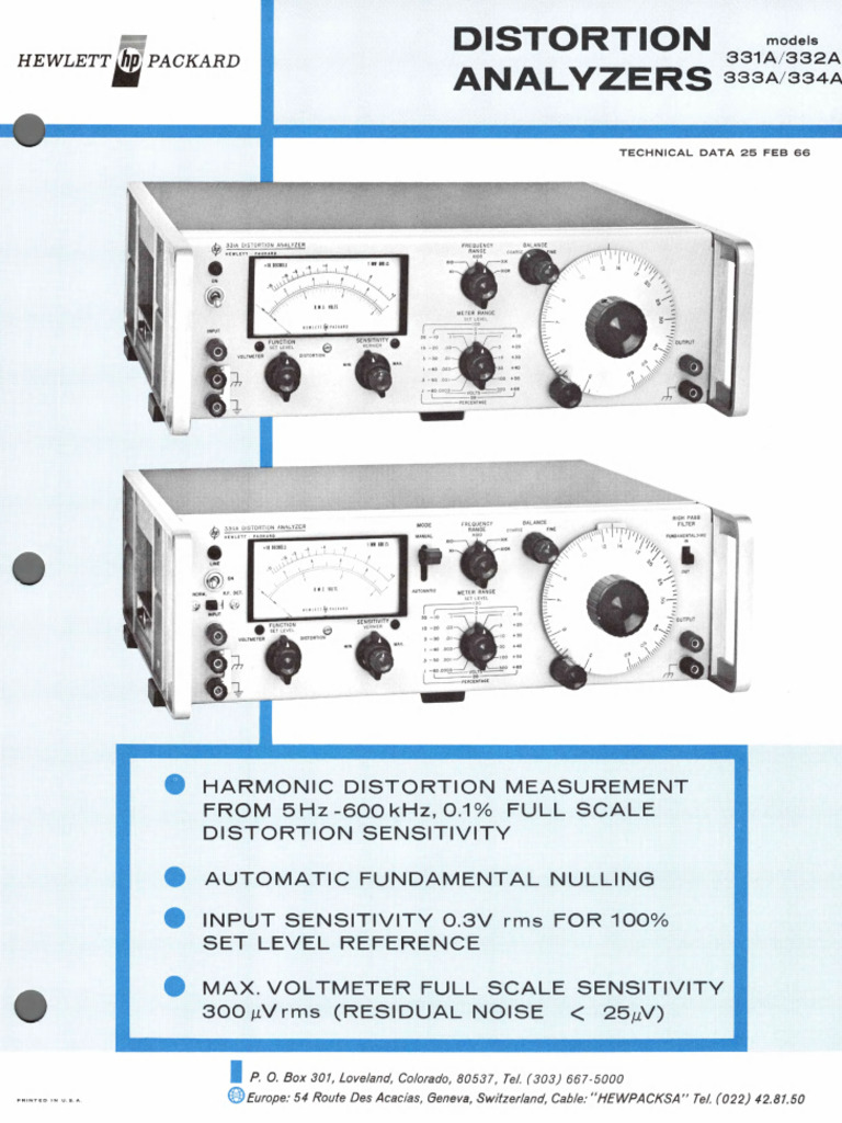 HP 331A-332A-333A-334A - Technical Data | PDF | Detector (Radio ...