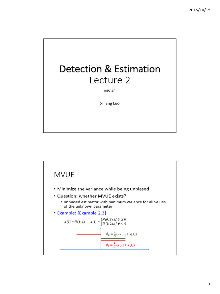 Lecture 2 | PDF | Estimator | Bias Of An Estimator