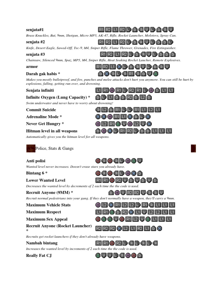 Kode Gta | PDF | Traffic | Weaponry