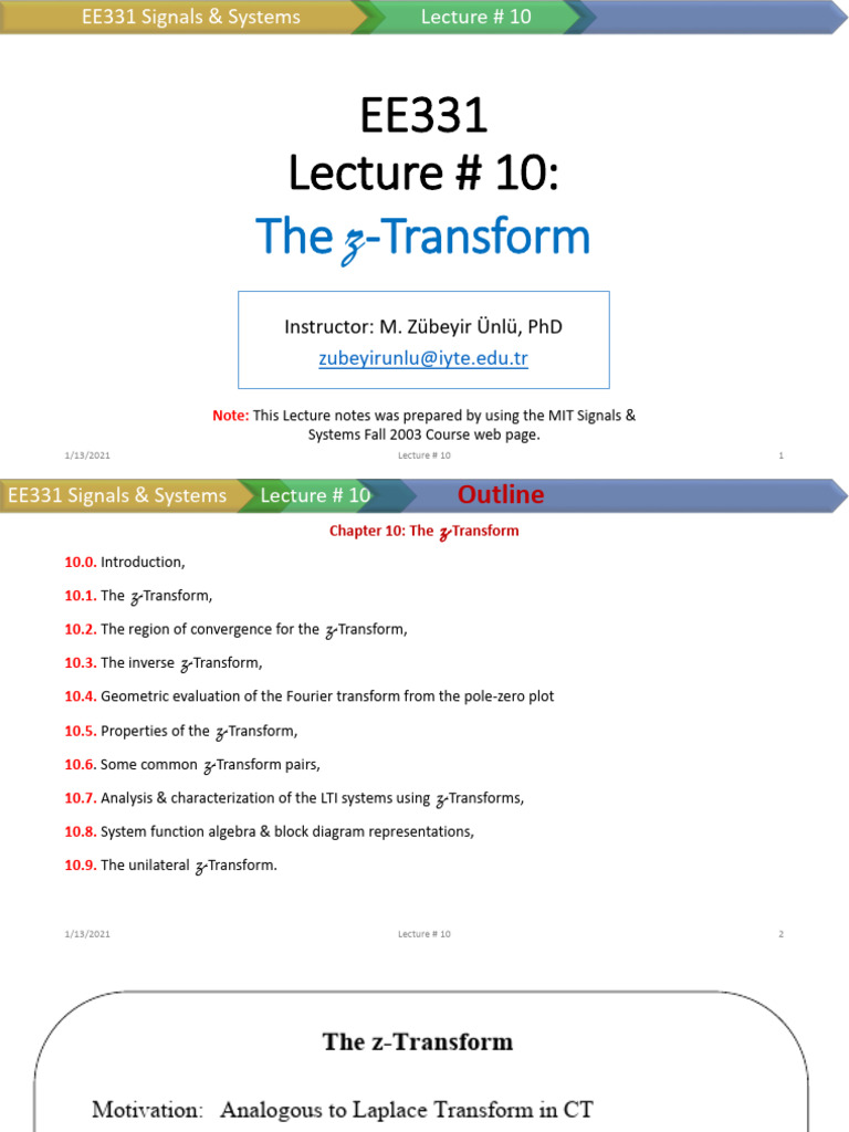 EE331 - L10 - Signals & Systems | PDF | Laplace Transform | Functional Analysis
