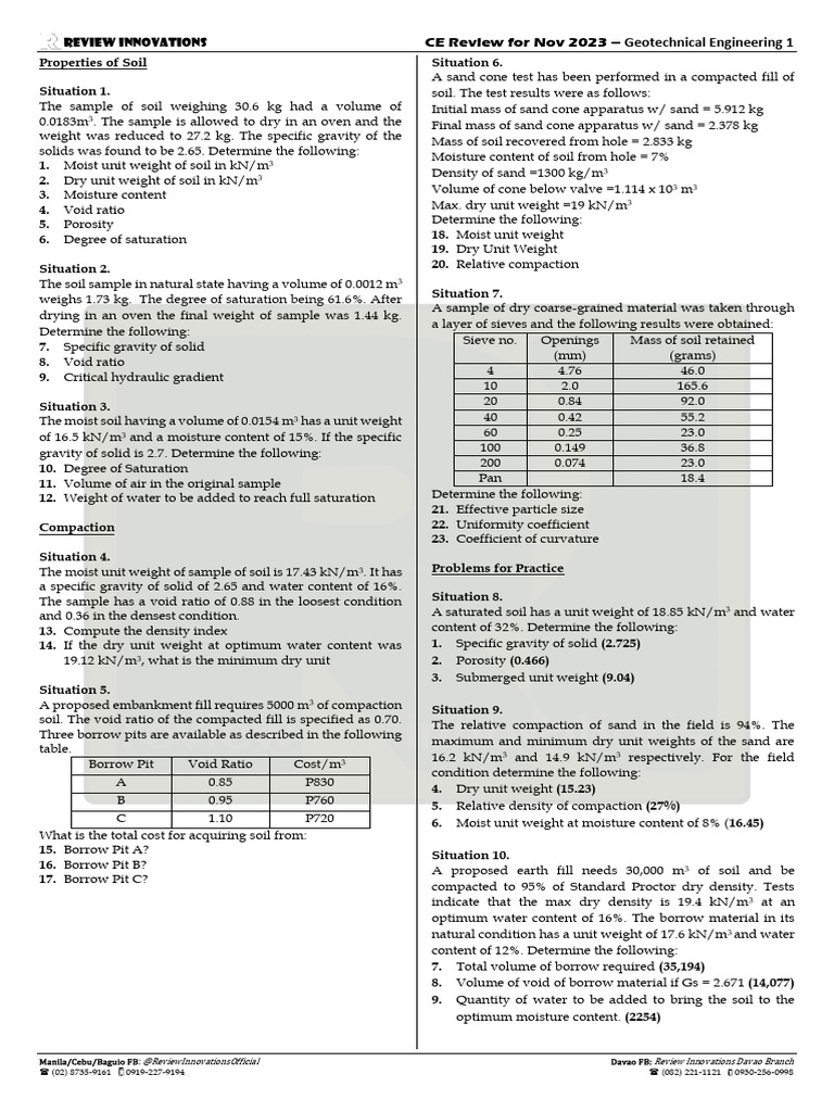 Geotech 1 | PDF | Density | Soil