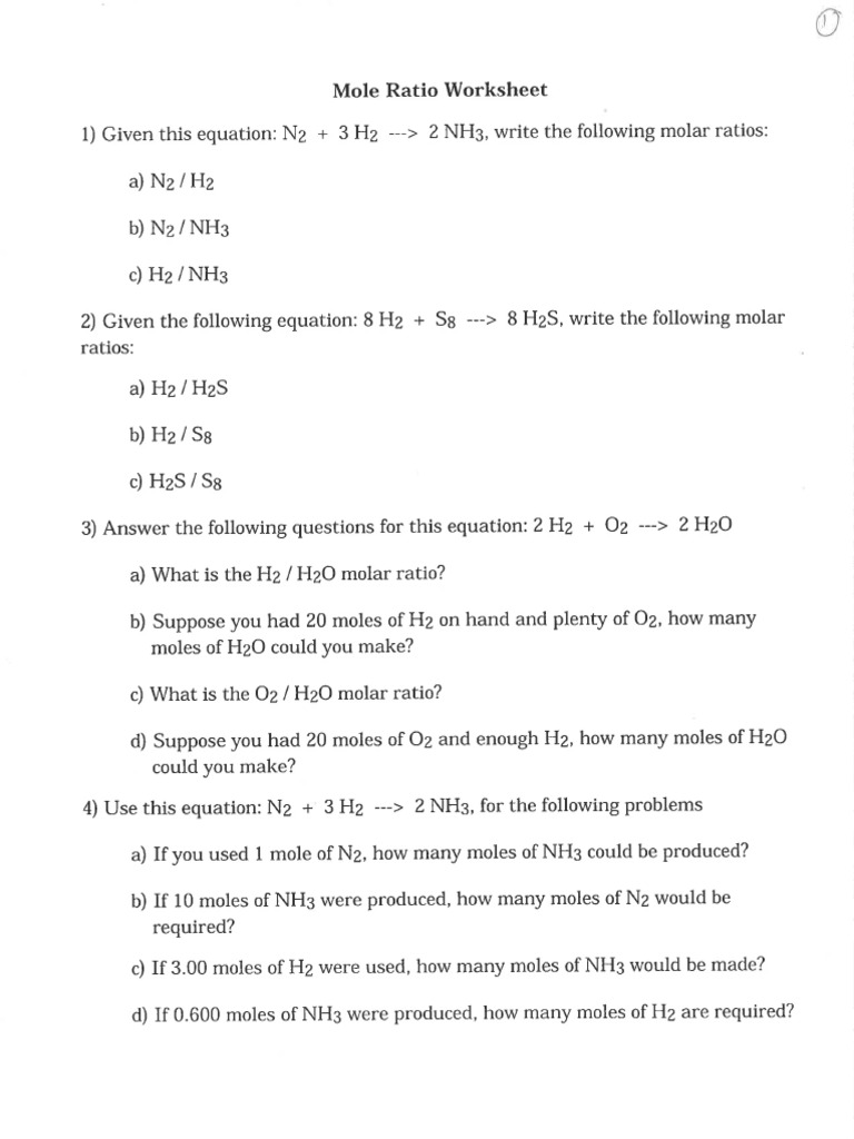 Mole-Ratio-Worksheet 2 | PDF