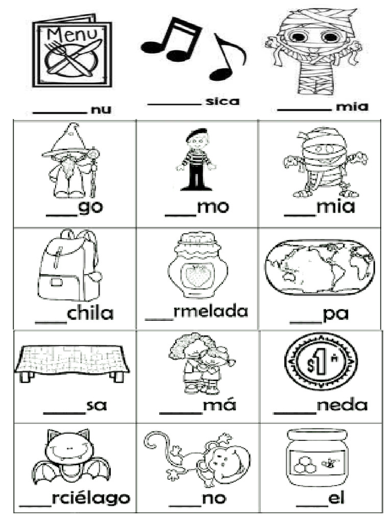 Completa Con Ma Me Mi Mo Mu Silaba Letra M | PDF