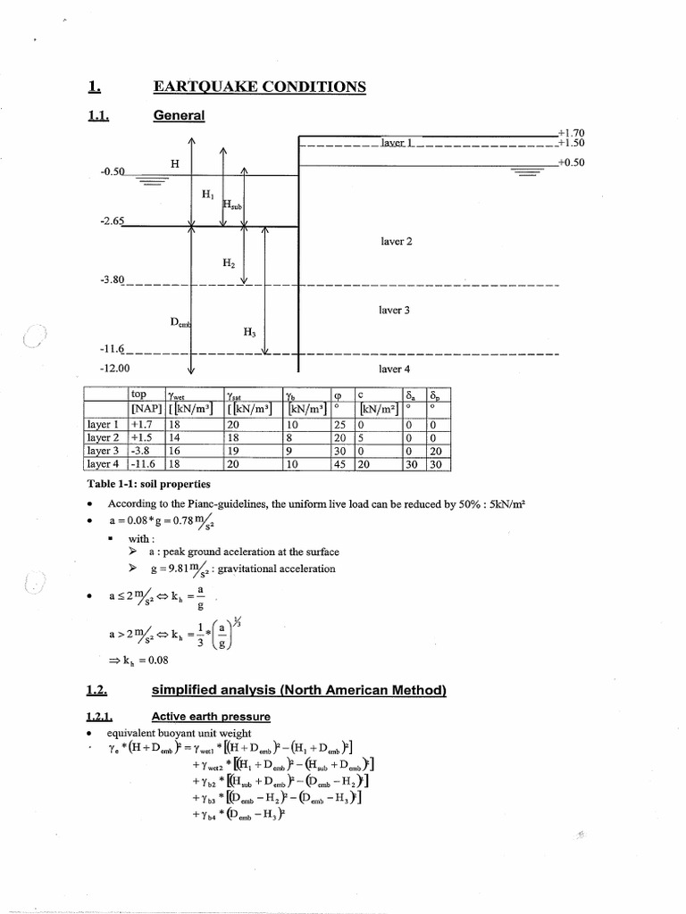 Calculation Structure Earthquake Conditions | PDF