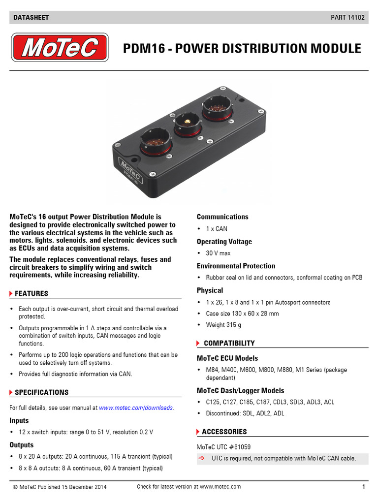 pdm16 Datasheet | PDF | Electrical Connector | Switch