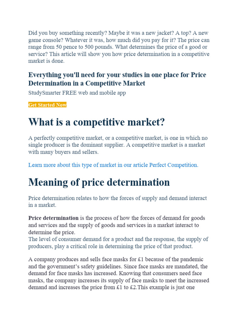 Price Determination in Matkets | PDF | Demand | Elasticity (Economics)