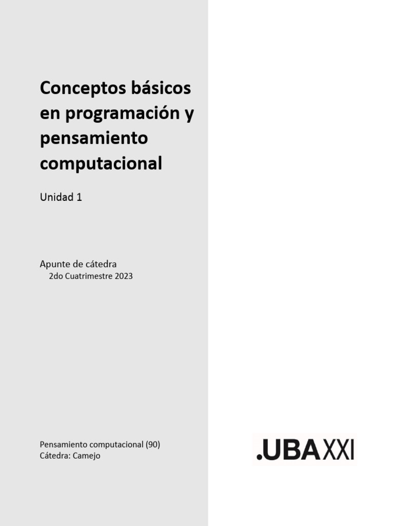 Unidad 1 Sobre Pensamiento Computacional | PDF | Lenguaje de programación | Programación de ...
