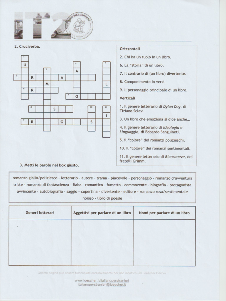 Cruciverba Generi Libri | PDF