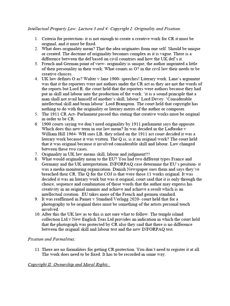 Copyright Law: Originality and Ownership | PDF | Copyright | Property Law
