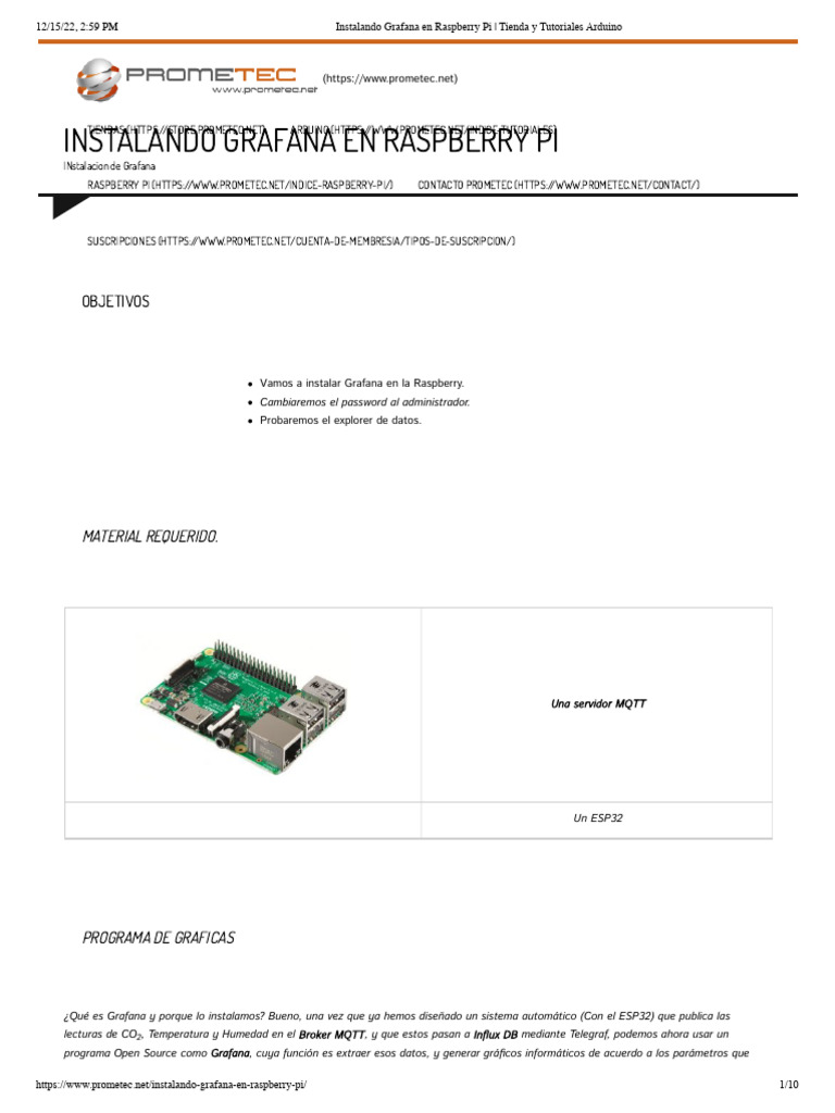 Instalando Grafana en Raspberry Pi - Tienda y Tutoriales Arduino | PDF | Red mundial | Internet ...