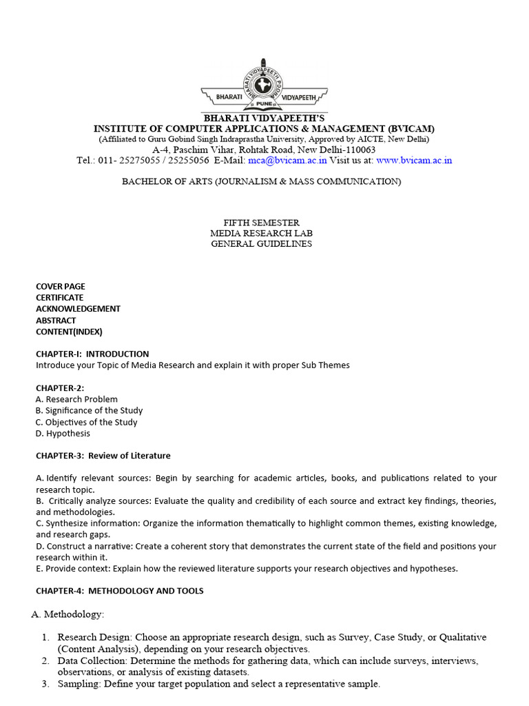 Guidelines For Media Research Project | PDF | Data | Methodology