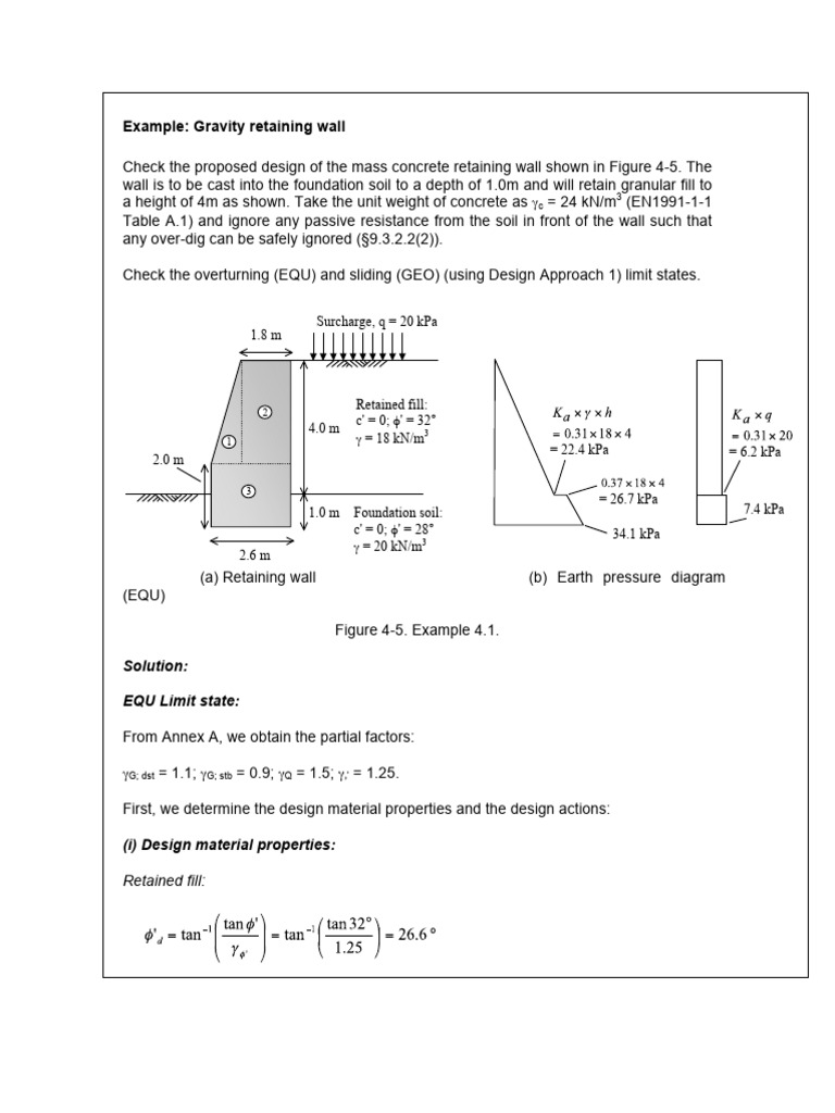 Example Gravity Retaining Wall | PDF | Mechanical Engineering | Applied And Interdisciplinary ...