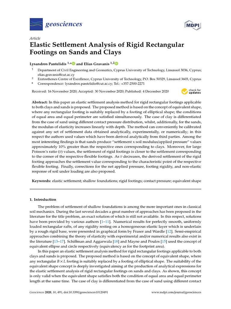Elastic Settlement Analysis of Rigid Rec | PDF | Stiffness | Ellipse