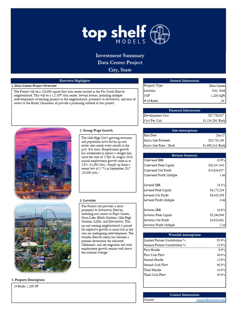 Tsm Data Center Development Model Preview Pdf Debt Refinancing