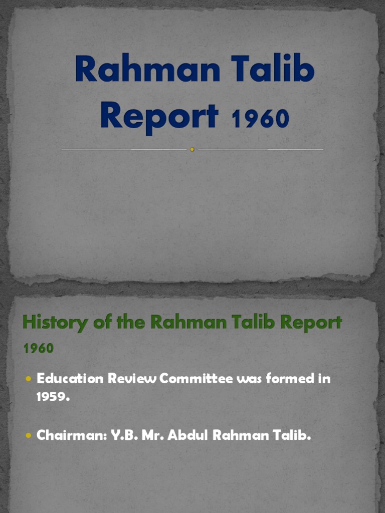 Rahman Talib Report 1960 Power Point | PDF | Primary Education | Sharing