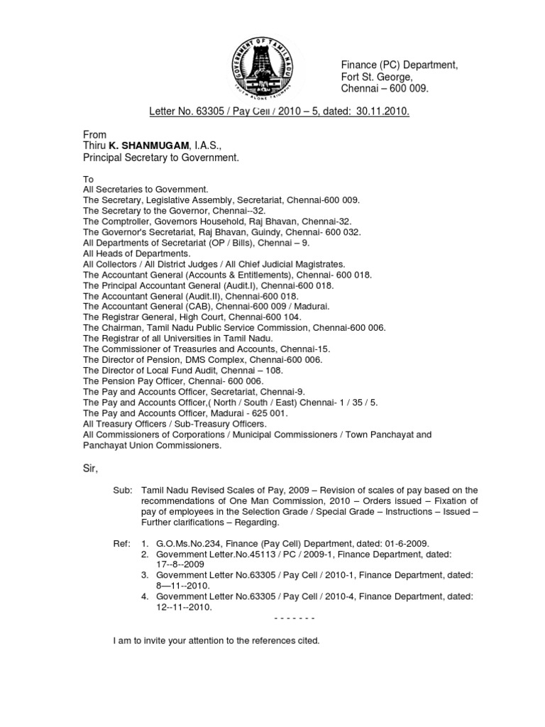Selection Grade Special Grade Clarification Letter | PDF