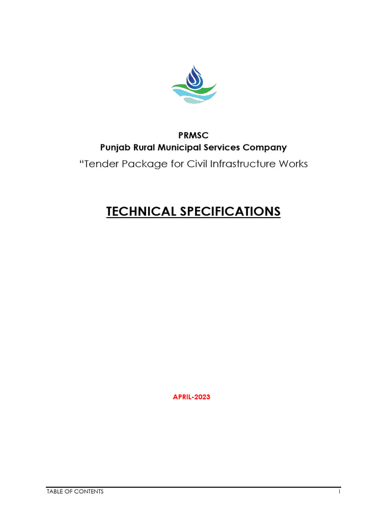 Technical Specifications: "Tender Package For Civil Infrastructure ...