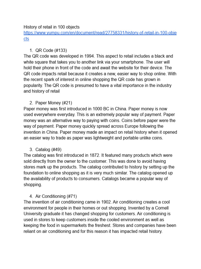 History of Retail in 100 Objects - Summer | PDF | Retail | Credit Card
