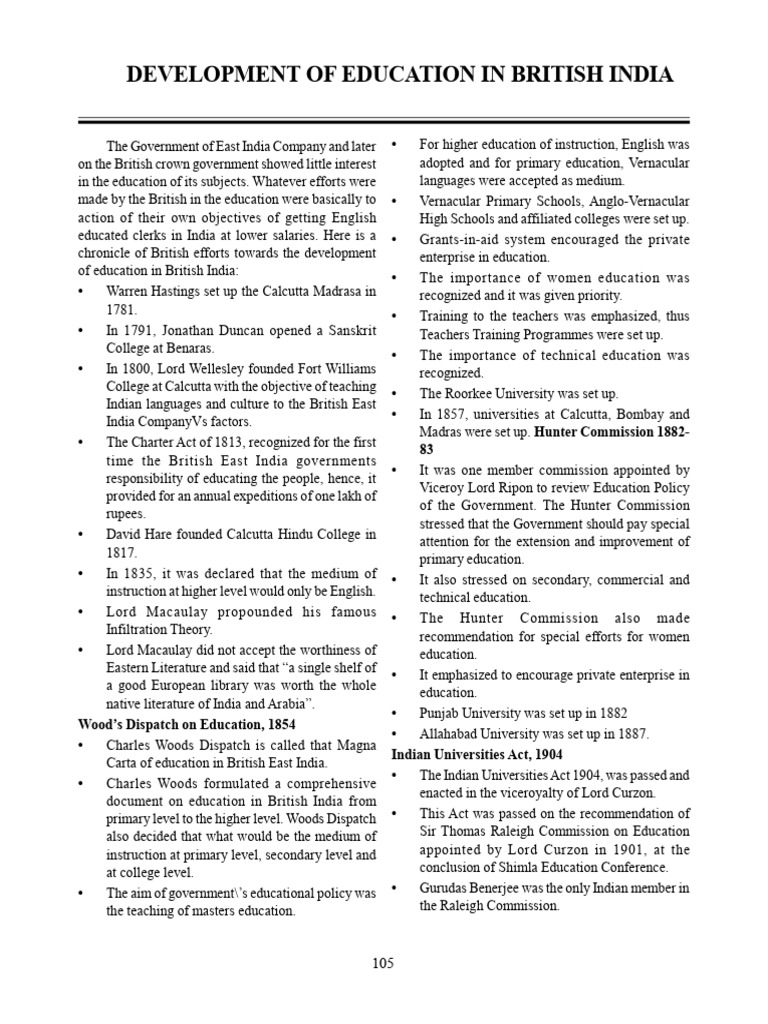 Development of Education in British India | PDF | British Raj | Teachers