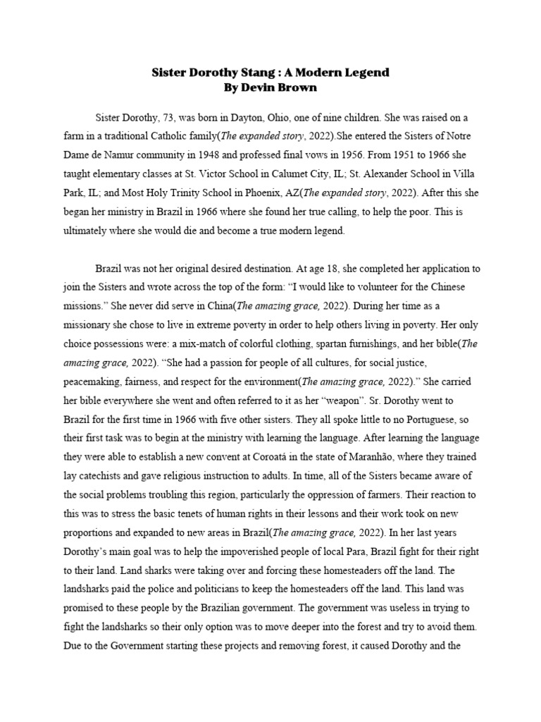 Sister Dorothy Stang: Legacy of a Martyr | PDF | Social Science | History