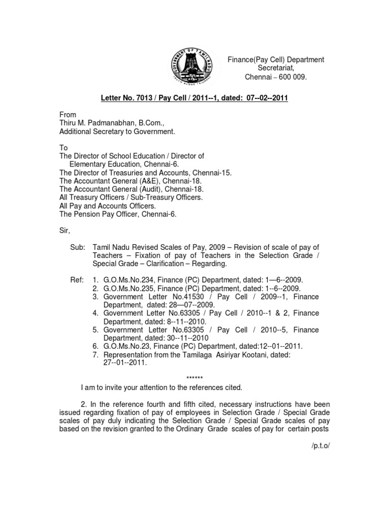 Selection Grade Special Grade Further Clarification Letter | PDF ...