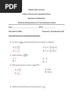Maths Remedial Exam (2015) | PDF | Function (Mathematics) | Integral