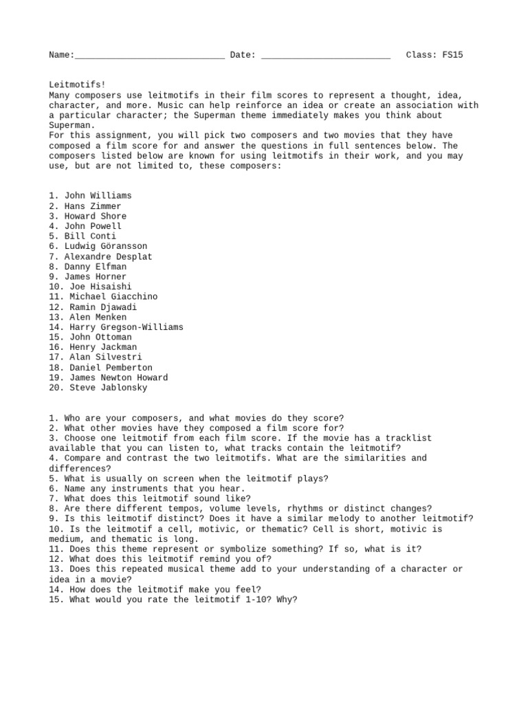 Analyzing Film Score Leitmotifs | PDF