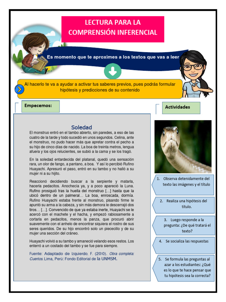 Estrategia de Comprension Lectora Nivel Inferencial | PDF