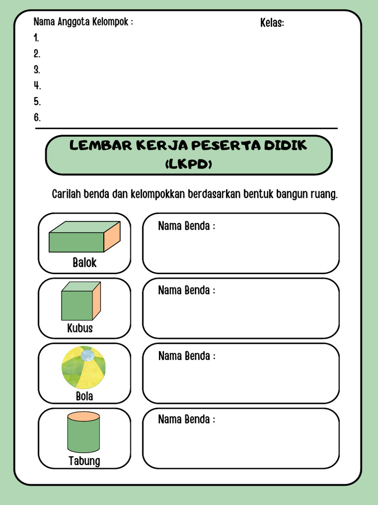 LKPD Matematika Bangun Ruang Kelas 1 | PDF LKPD Matematika Bangun Ruang Kelas 1 | PDF