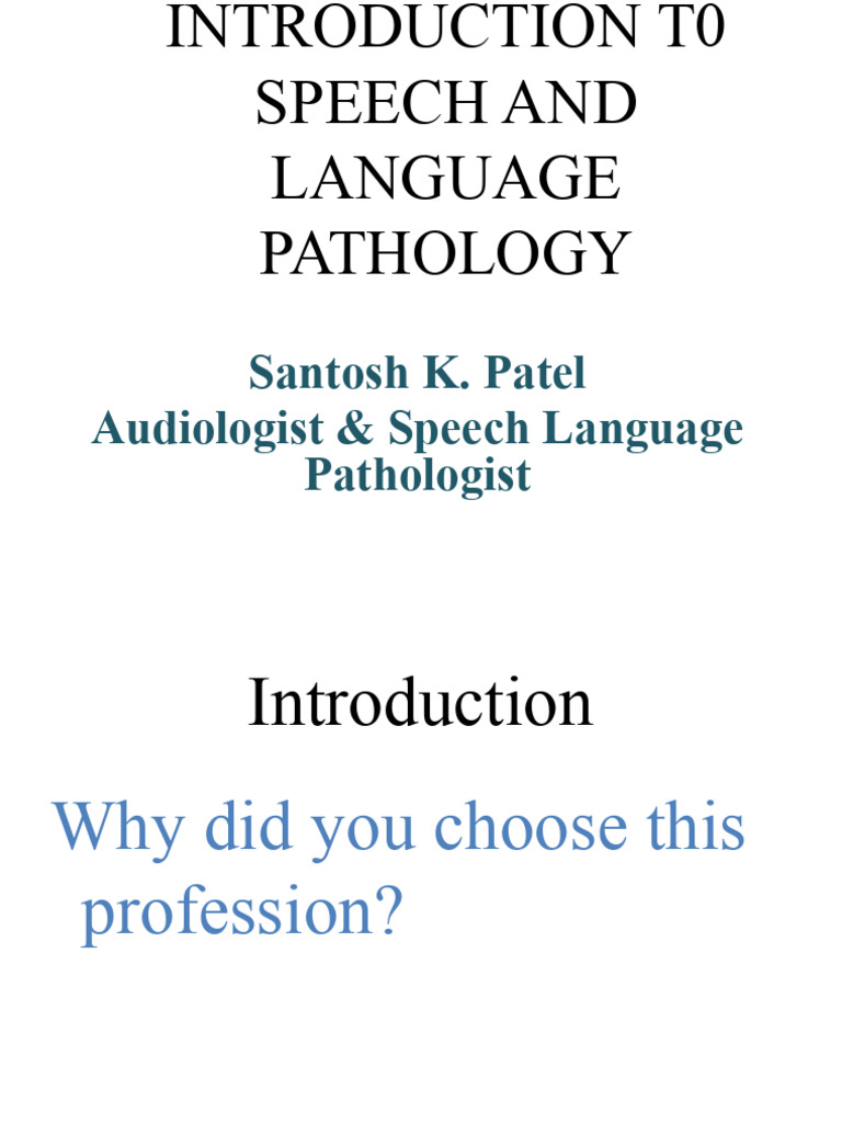 Unit 1 Intro To Speech Language Pathology - SK | PDF | Word | Communication