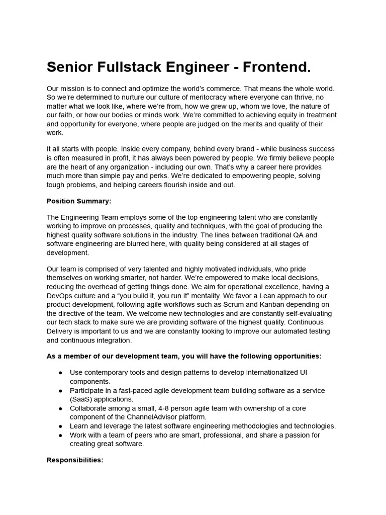 Senior Fullstack Engineer - Frontend | PDF | World Wide Web | Internet ...