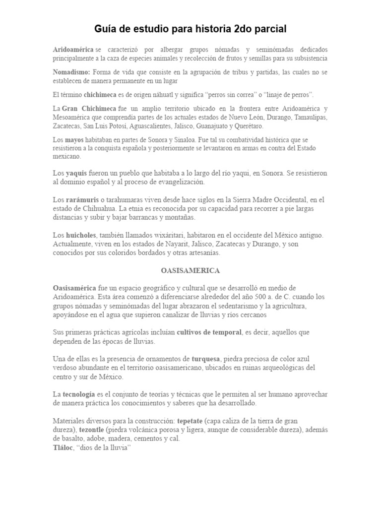 Guia de Estudia para Hist 2do y Ultimo Parcial | PDF | Nómada | Oasisamerica