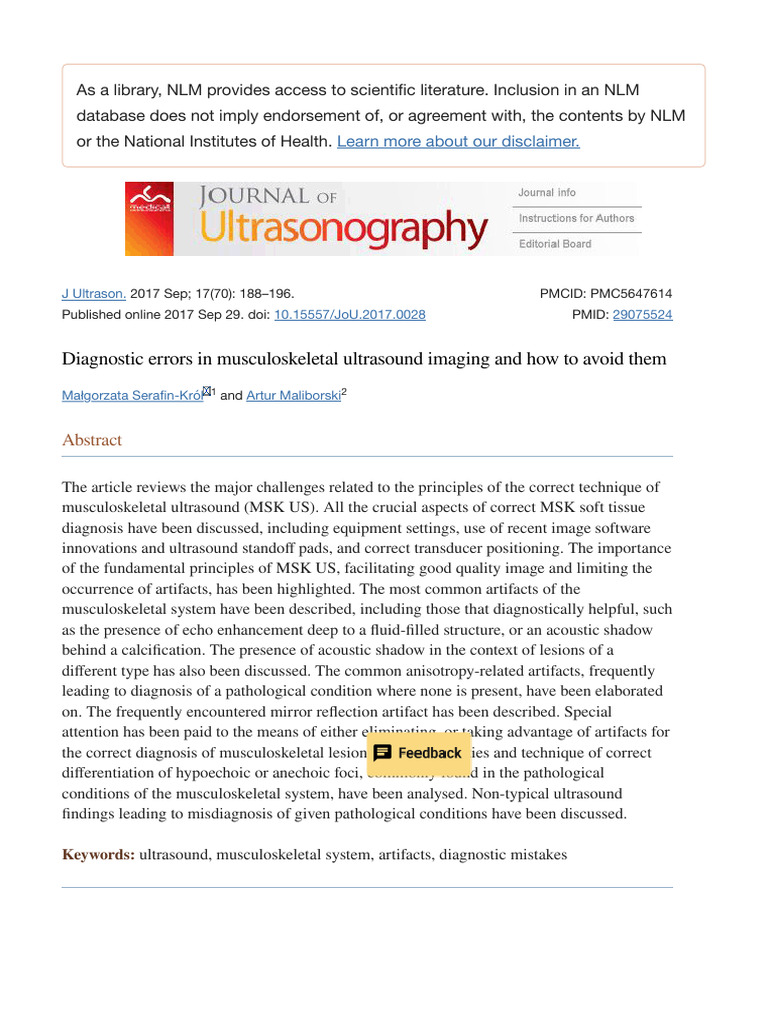 Diagnostic Errors in Musculoskeletal Ultrasound Imaging and How To ...