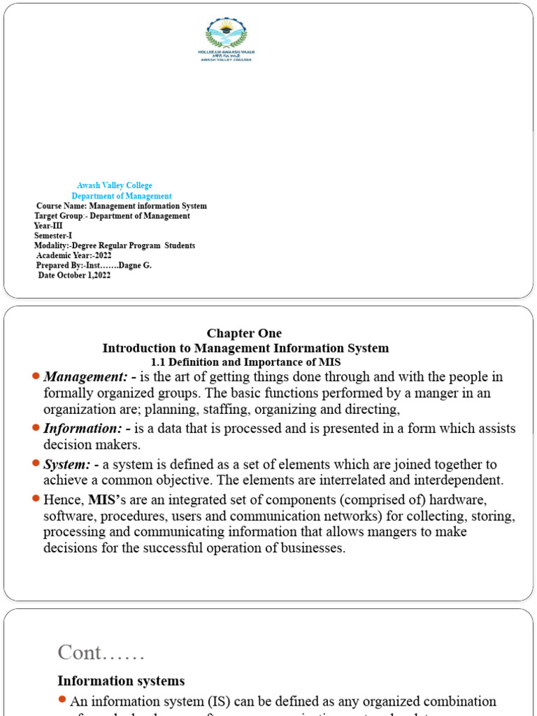 MIS Chapter 1 | PDF | Information System | Information