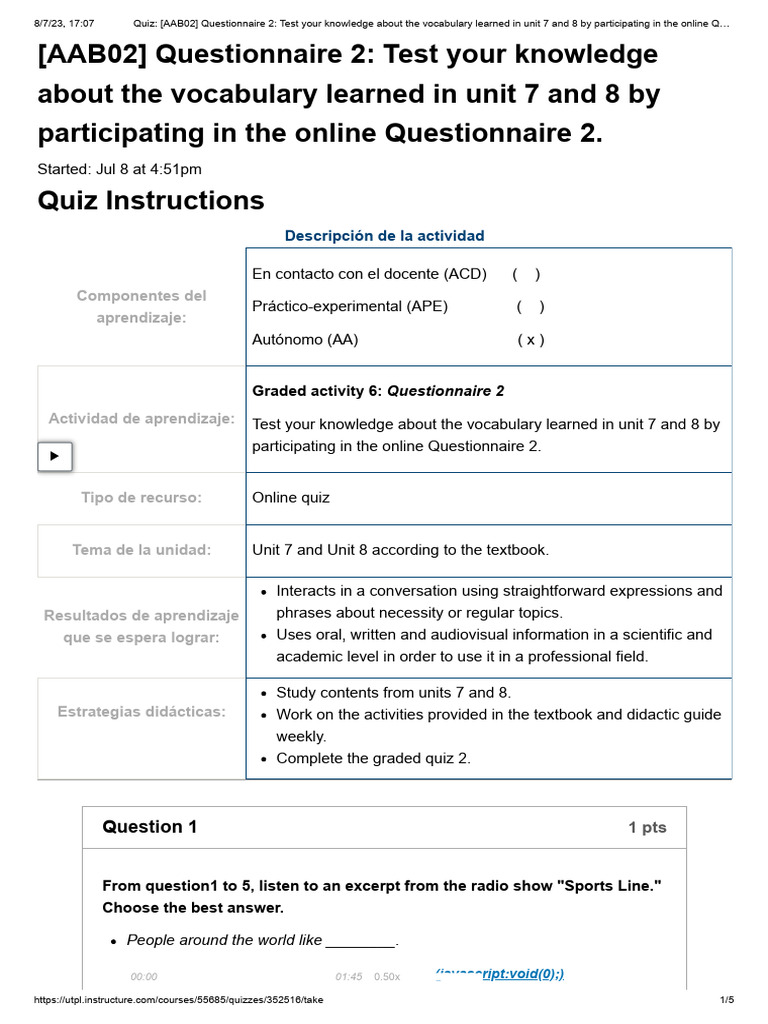 Quiz - (AAB02) Questionnaire 2 - Test Your Knowledge About The ...