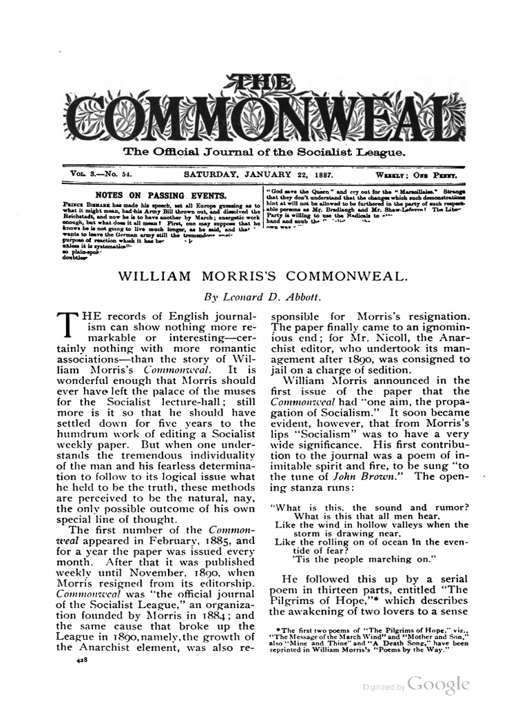 Abbott - L. - Commonweal William Morris | PDF
