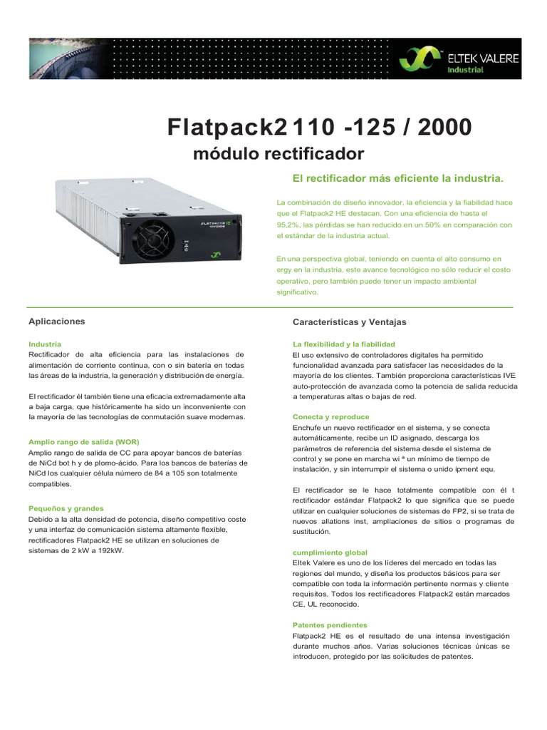 Data Sheet Módulo Rectificador Flatpack2 | PDF | Rectificador | Electricidad