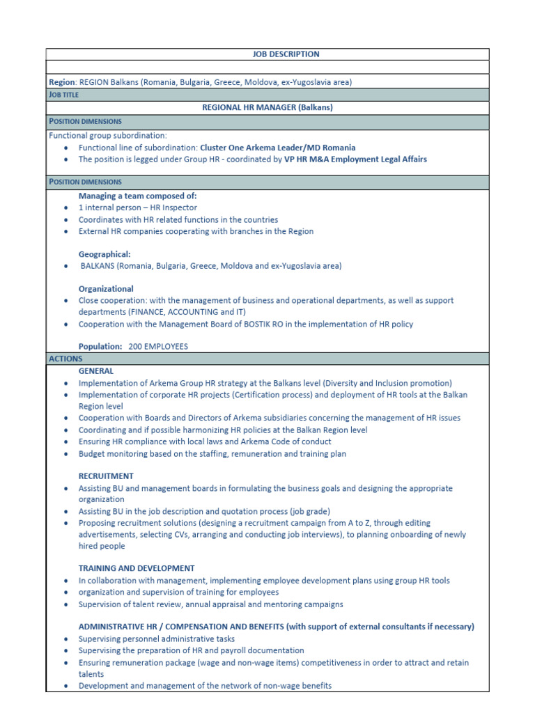 JD RHR | PDF | Human Resources | Employment