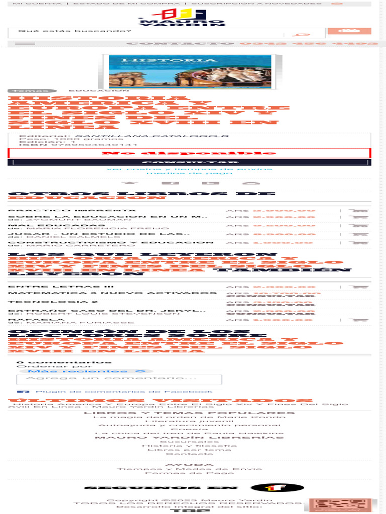 Historia America Y Europa Entre El Siglo Xiv Y Fines Del Siglo Xviii en Linea - Mauro Yardin ...