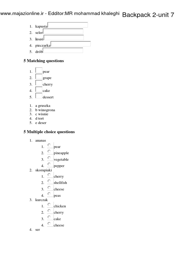 Unit 7 | PDF | Foods | Cuisine