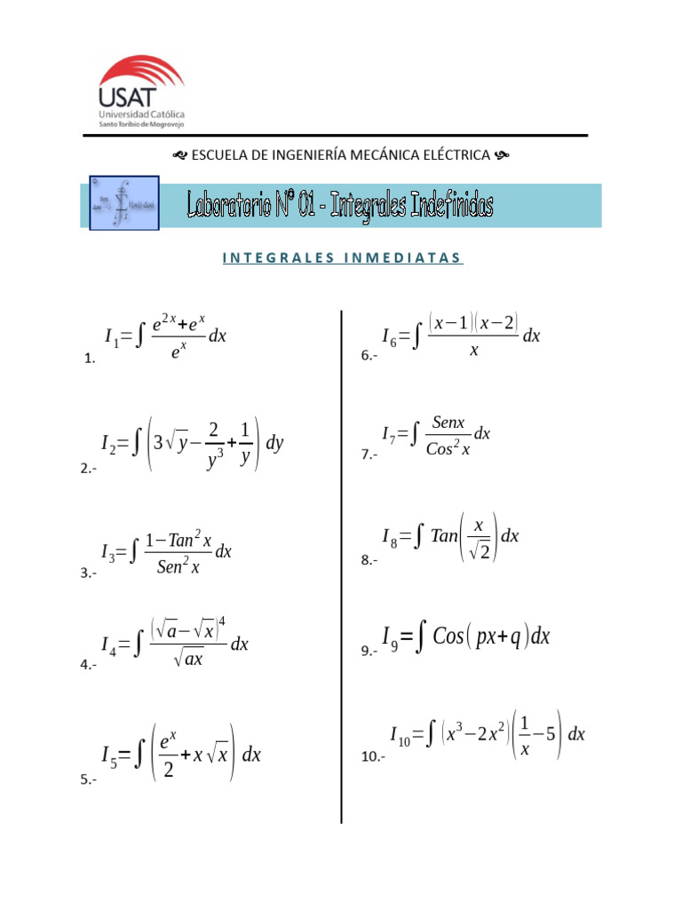 Integrales Inmediatas para Ingeniería | PDF