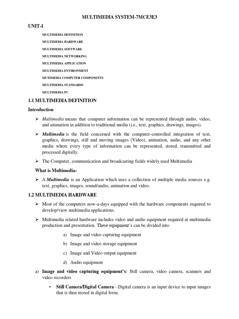 Multimedia System Notes | PDF | Computer Monitor | Computer Data Storage Multimedia System Notes | PDF | Computer Monitor | Computer Data Storage