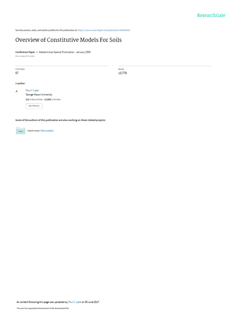 Soil Constitutive Models Overview | PDF