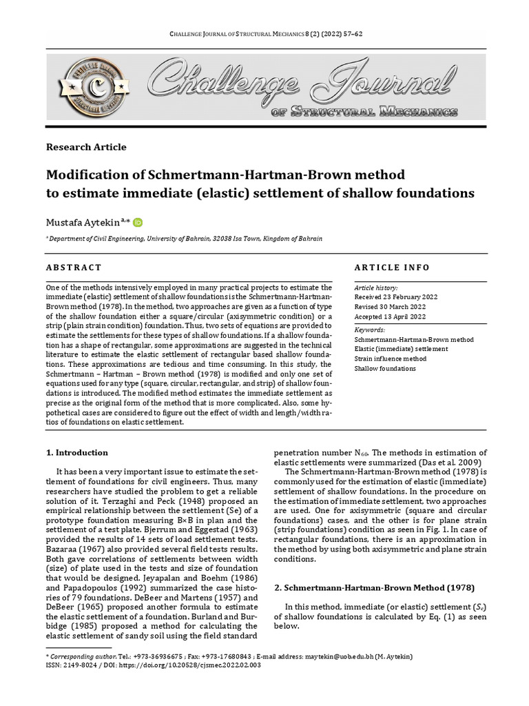 Modified Method for Foundation Settlement | PDF | Deformation ...