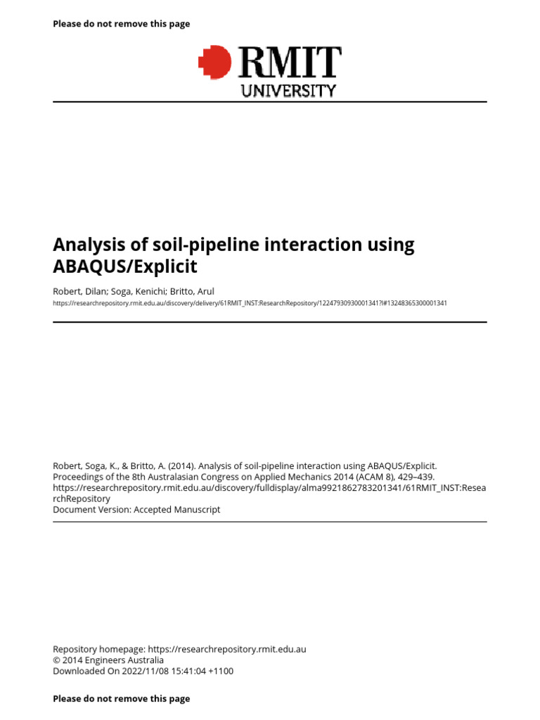 Analysis of soil - pipeline interaction using ABAQUS Explicit | PDF | Finite Element Method ...