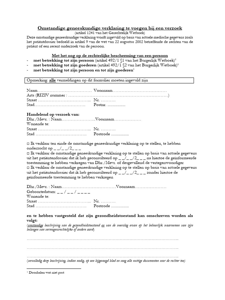 Medisch Attest Gerechtelijke Bescherming | PDF