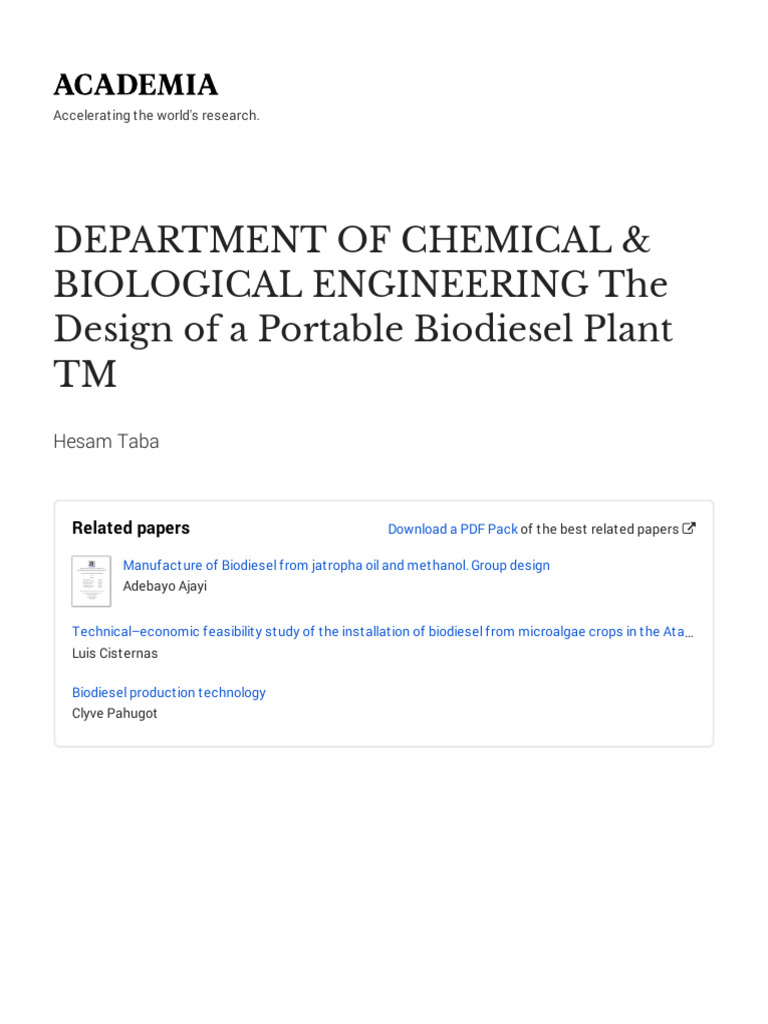 Design of A Mobile Biodiesel Production Plant-with-cover-page-V2 | PDF ...