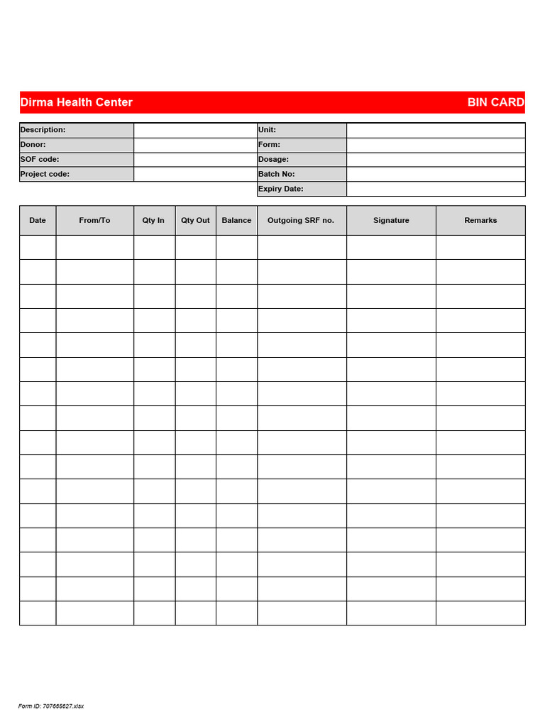 Pharmacy Bin Card Template Guide | PDF | Finance & Money Management